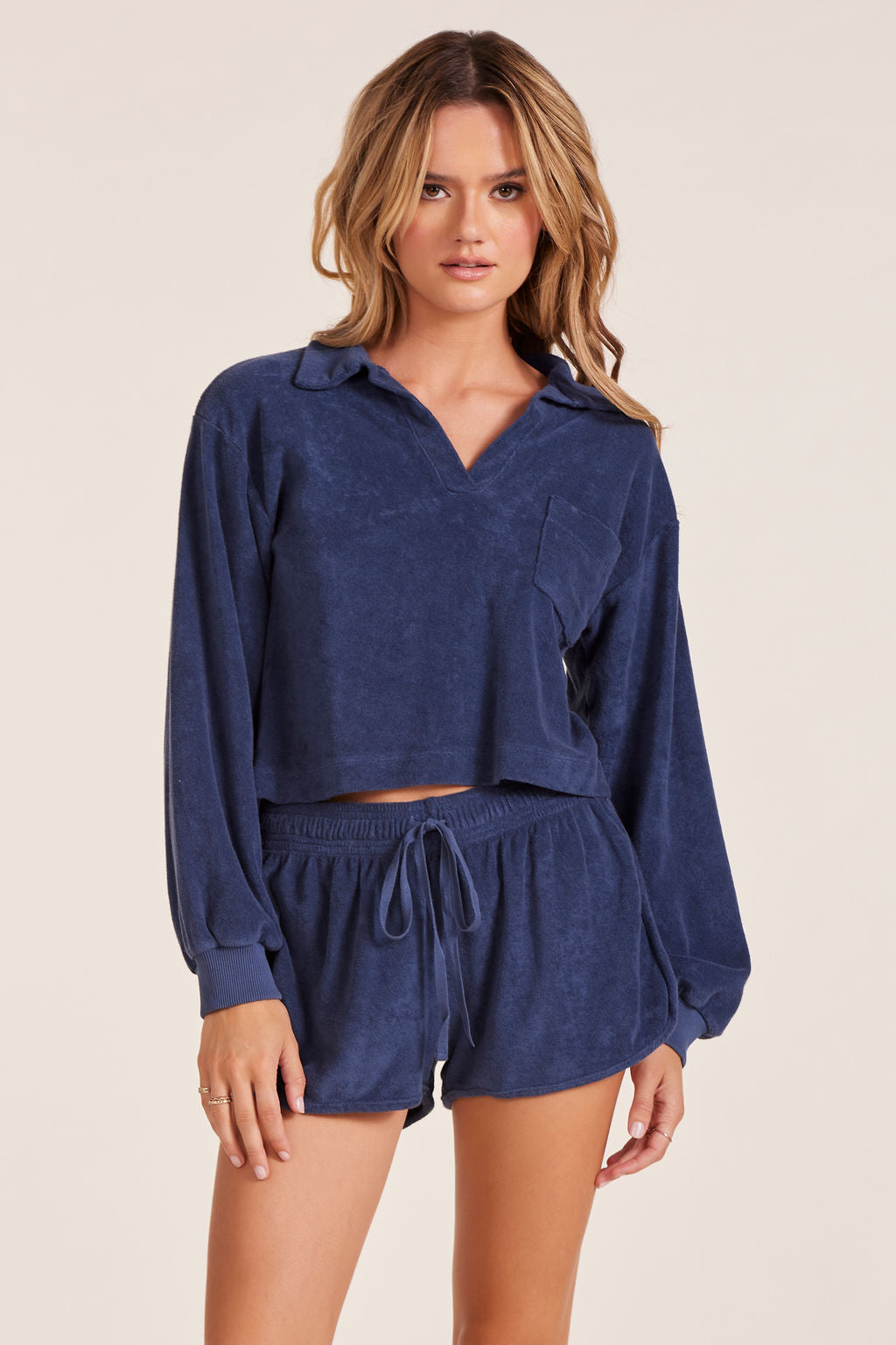 LONG SLEEVE CROP POLO TEE